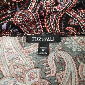 Roz & Ali | Tops | Roz Ali Womens Dark Paisley Top Size X 34 Sleeve ...